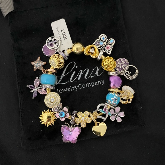 Linx | Jewelry | Linx Yellow Gold Bracelet With Gold Pink Blue And ...